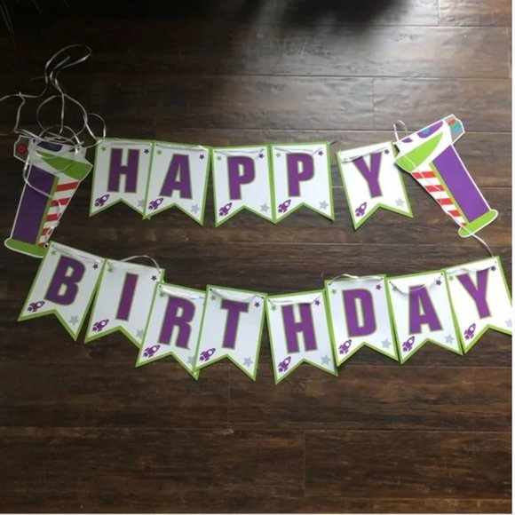 Party Supplies | Buzz Lightyear Themed Happy Birthday Banner Toy Story ...